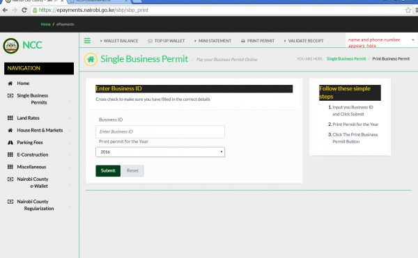 How to Print Your Nairobi County Single Business Permit Online